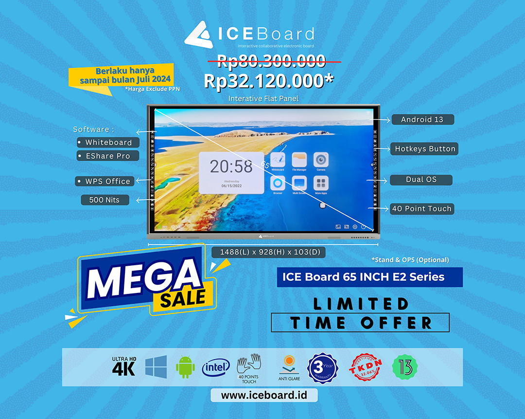 Promo Mega Sale ICEBoard 65 INCH E2 Series | iceboard.id
